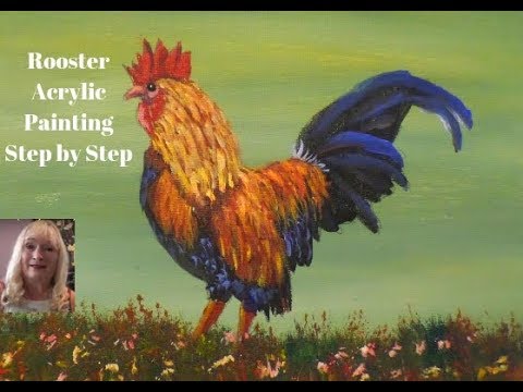 How to paint details on a Rooster Easy Acrylic Painting for Beginners ...