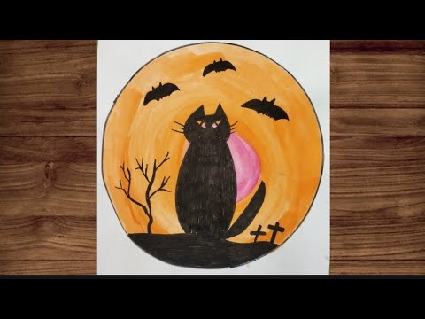 How to Draw a Halloween Black Cat #halloween - YouTube