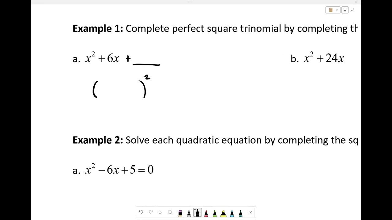 Unit 3 - Quadratic Equations, part 2 - Completing the Square, Quadratic ...