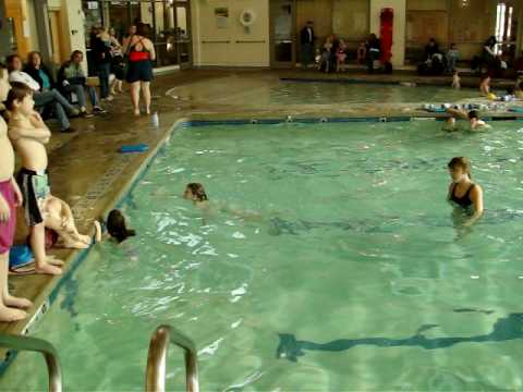 Faith's swim lesson solo free style - YouTube