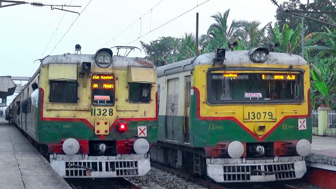 Old model green colored ICF EMU local trains crossing | भारतीय रेल ...