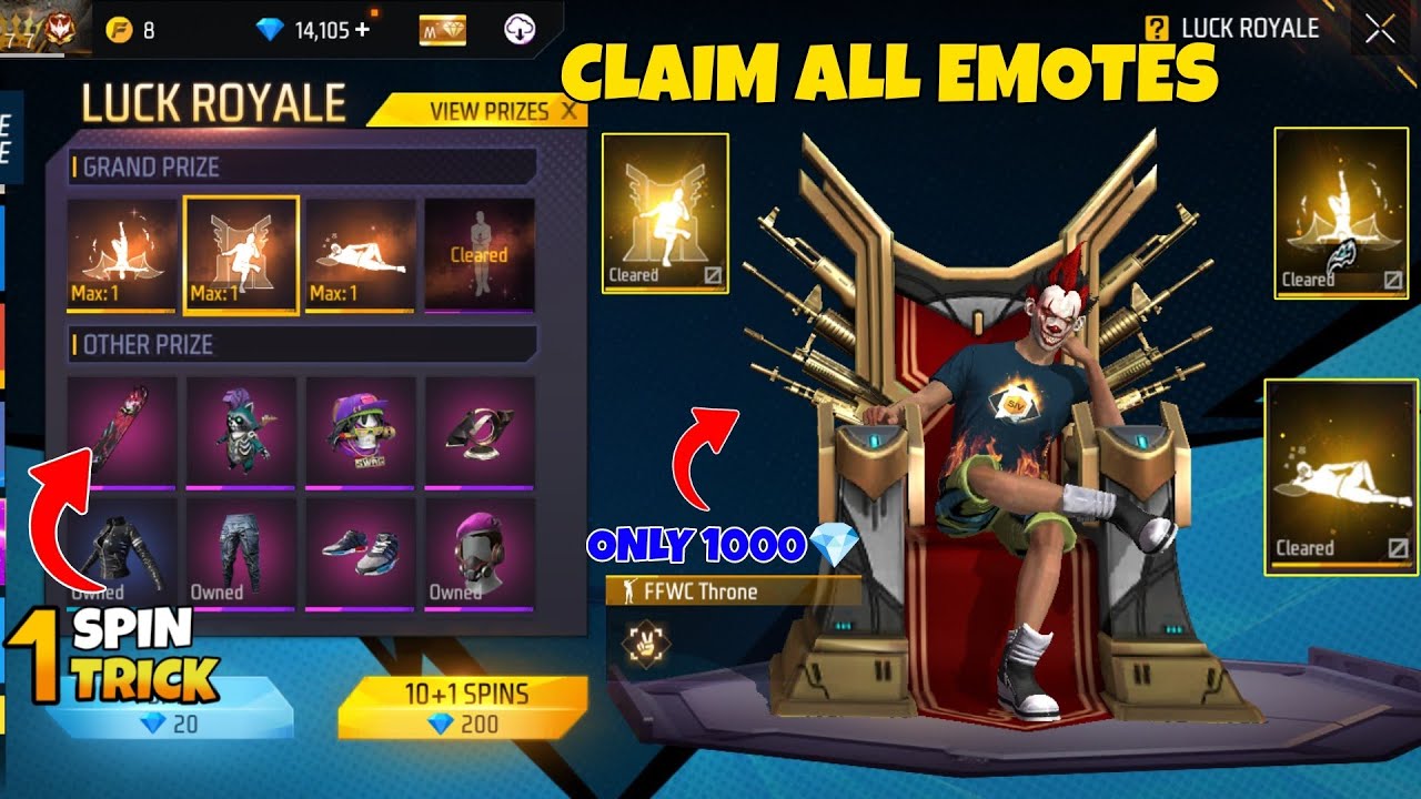 New Emote Royale Event | FFWC Throne Emote Return | Free Fire New Event ...