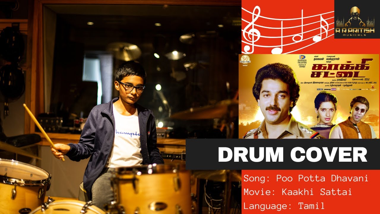Poo Potta Dhavani | Kakki Chattai | Drum Cover | 13 year old | A R ...
