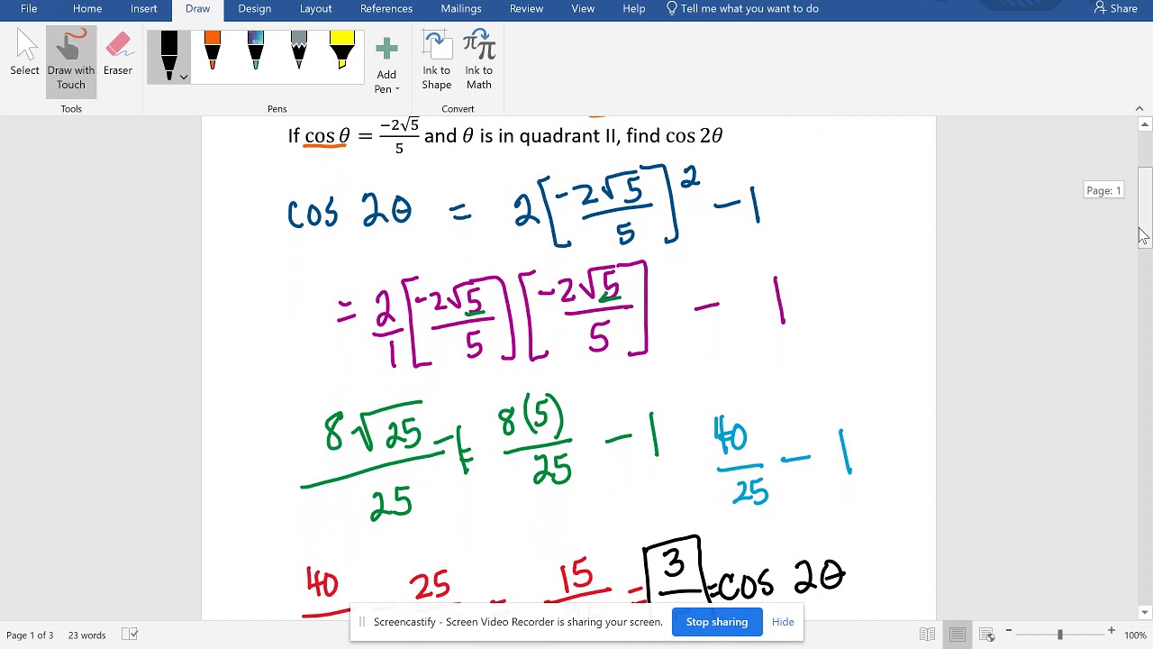 Double Angle Formula--Examples - YouTube