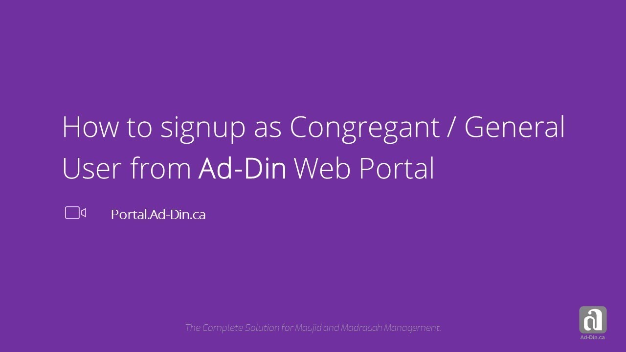 How To Signup To Ad-Din As Congregant From Ad-Din Web Portal - YouTube