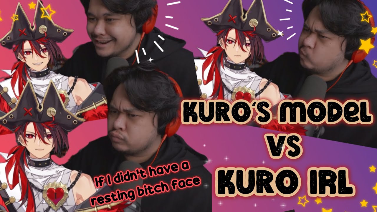 Kuro comparing his Vtuber model vs IRL face tracking - YouTube