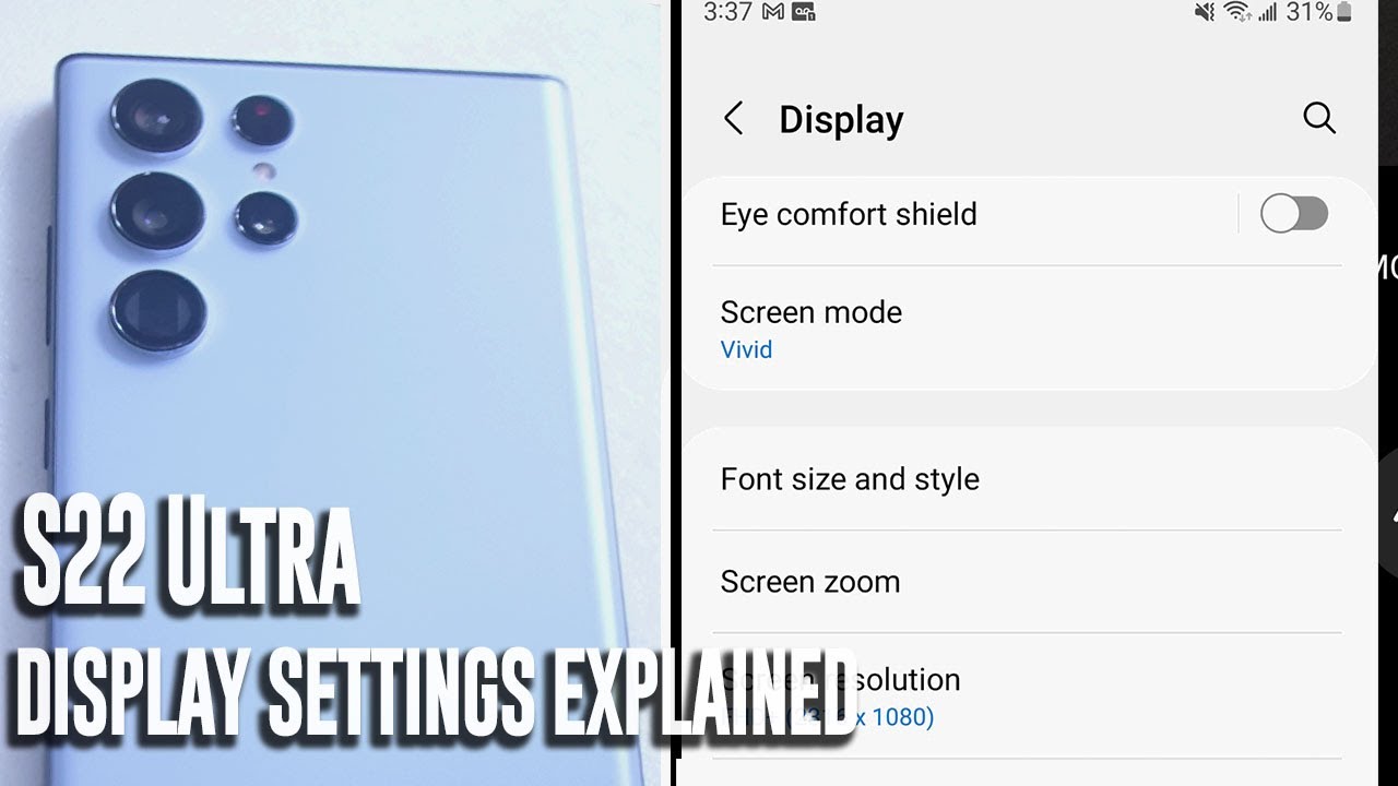 Samsung Galaxy S22 Ultra - Display Settings Tutorial - YouTube