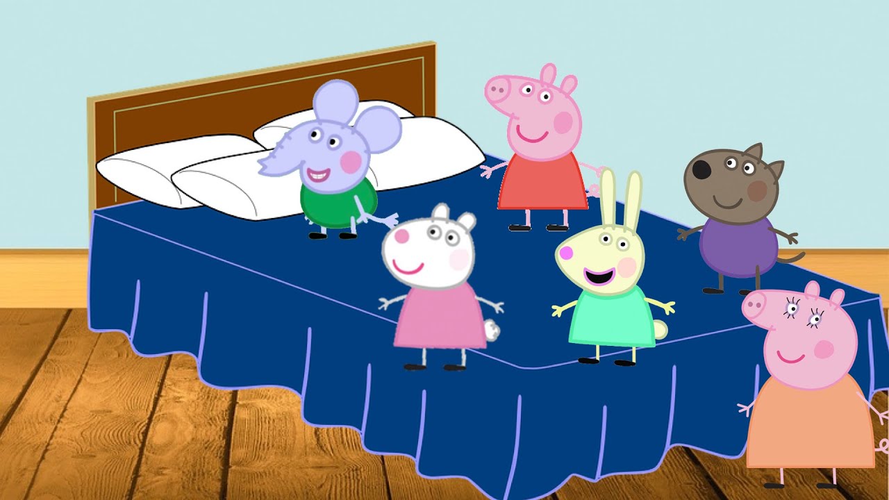 Peppa pig svenska - Greta Gris och vänner hoppade i sängen - YouTube