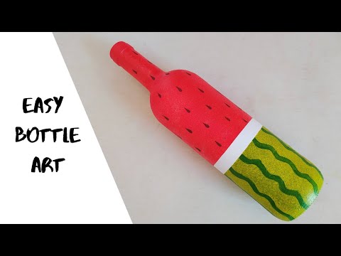 Watermelon bottle art | Fruit decor on bottle | Easy bottle art - YouTube