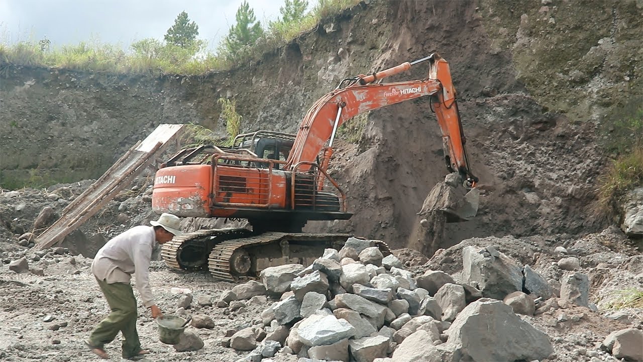 Process of Sand Mining From Start to Finish using Hitachi Excavator at ...