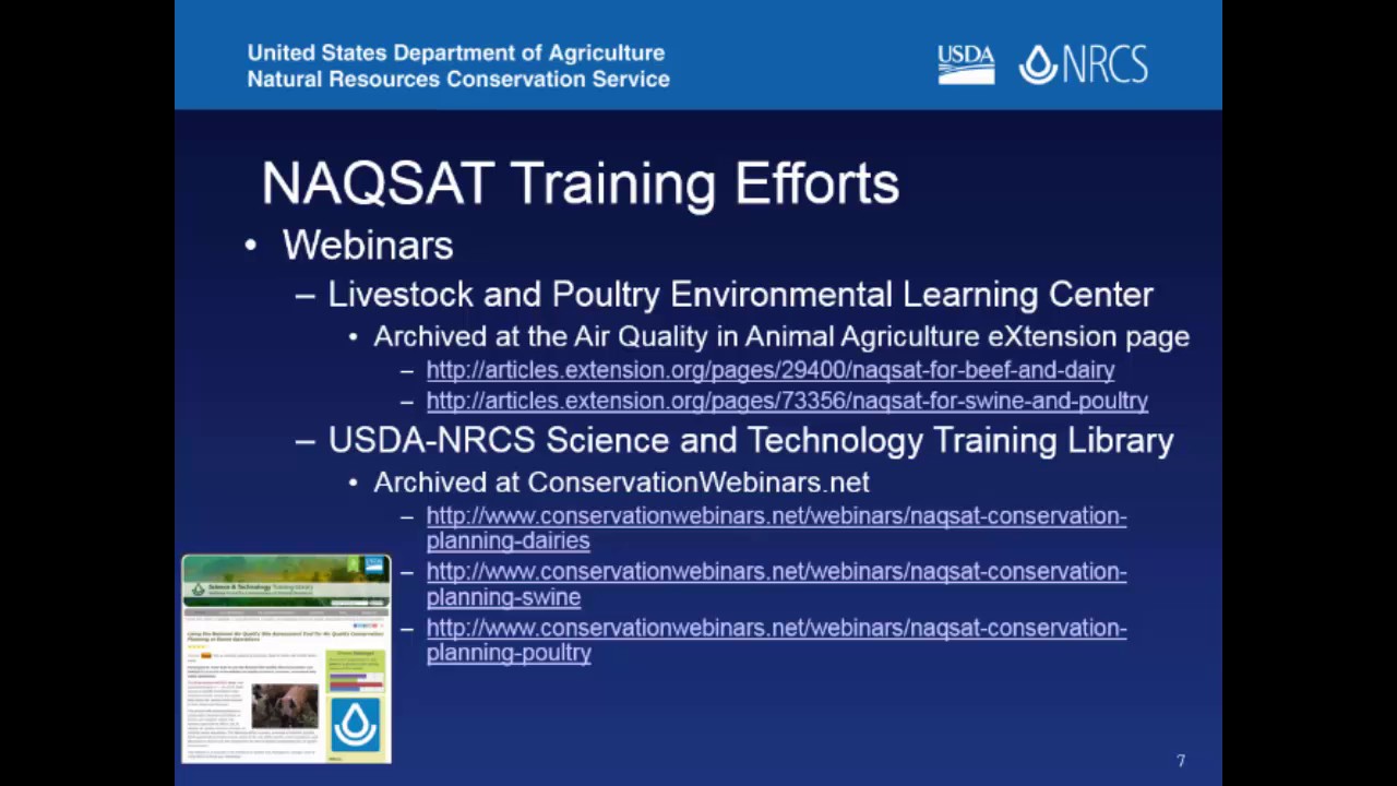 USDA NRCS & National Air Quality Site Assessment Tool (NAQSAT) for ...