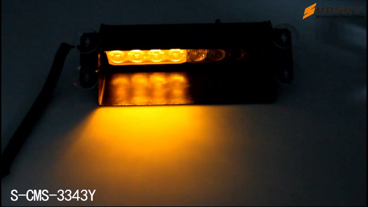 Yellow Light 3-Modes Adjustable Angle Car Strobe Flash Dash Emergency ...