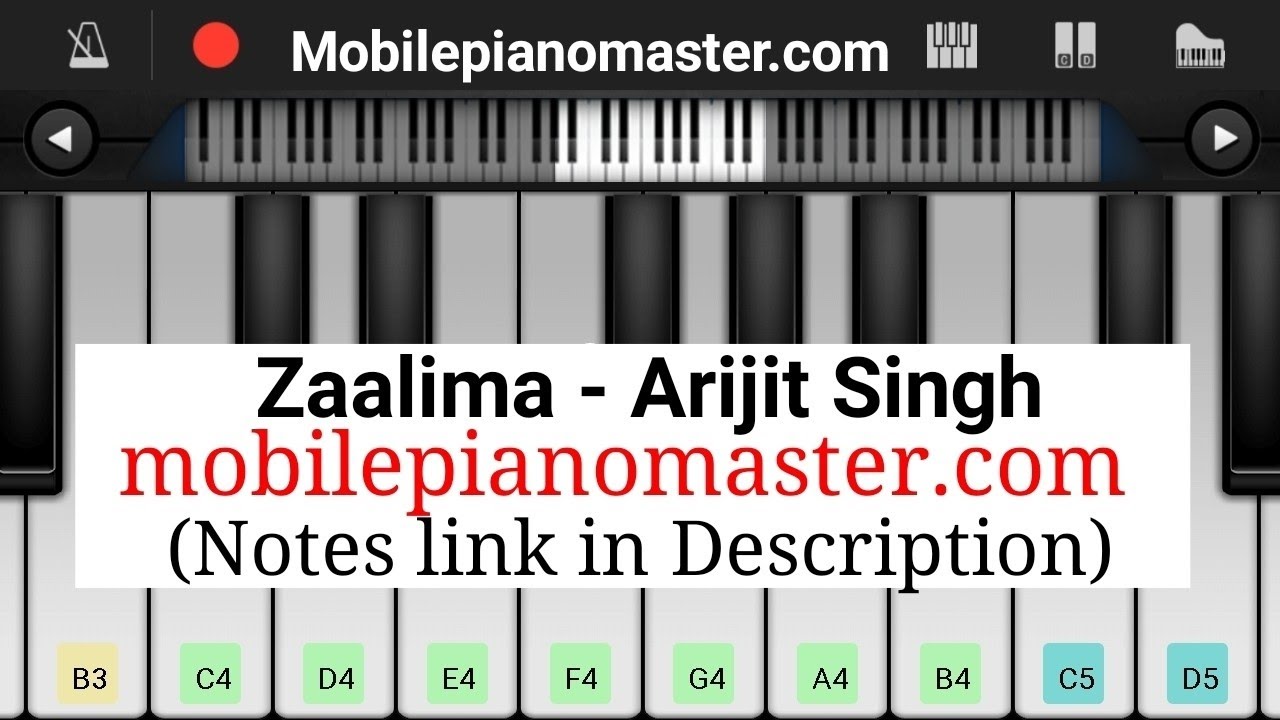 Zaalima piano tutorial|Notes|Arijit Singh|Piano|Mobile Piano|Srk|Music ...