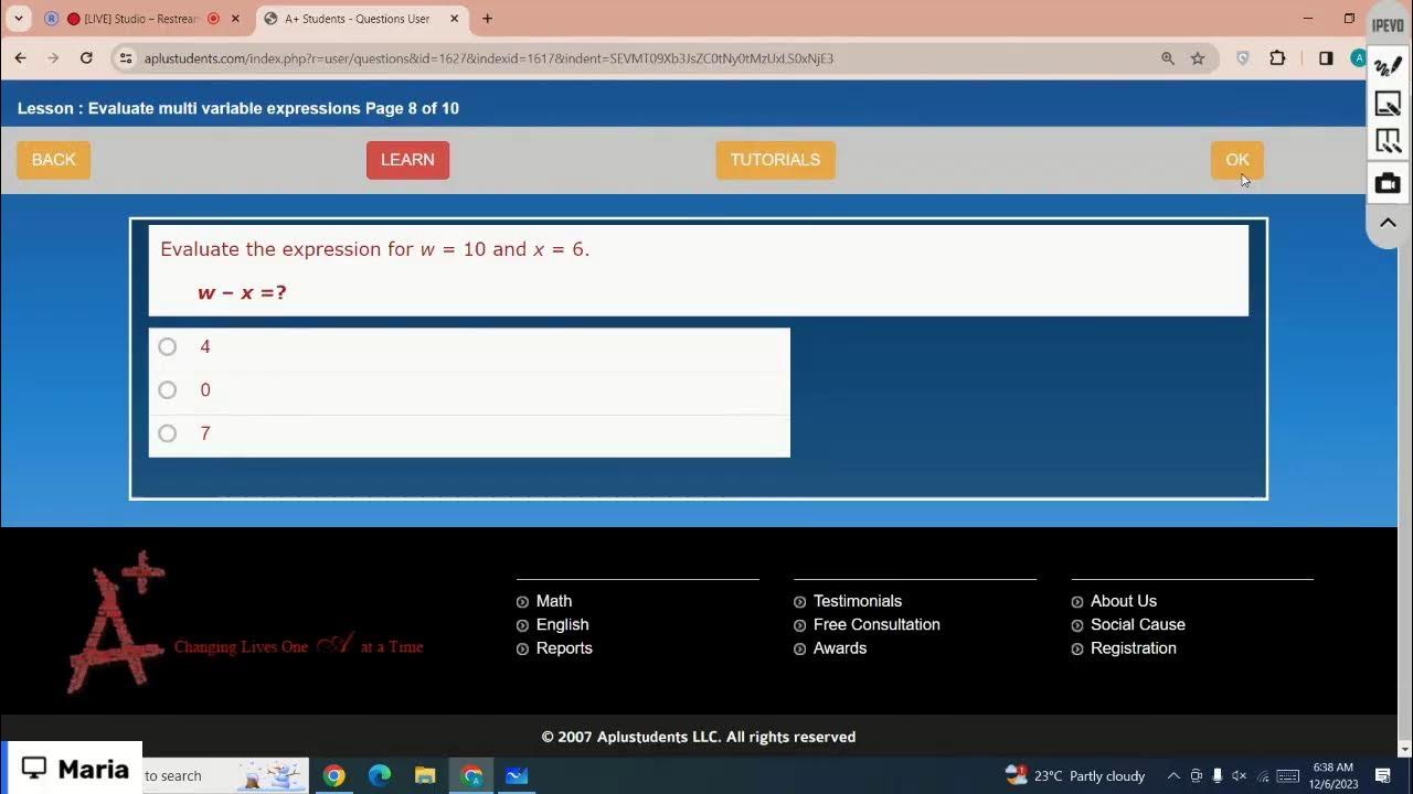 Grade 8 - Math: Write variable expressions, Write variable expressions from diagram, Evaluate on ...