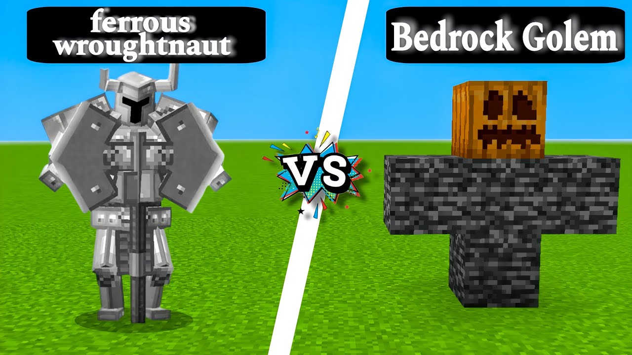 Ferrous Wroughtnaut Vs Bedrock Golem! In Minecraft - YouTube