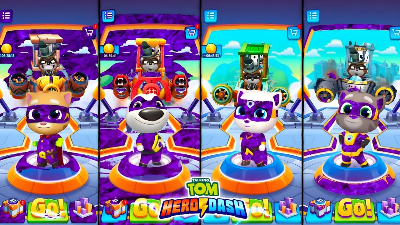 Talking Tom Hero Dash - Purple Colour Suit All Heroes - Fight With All ...