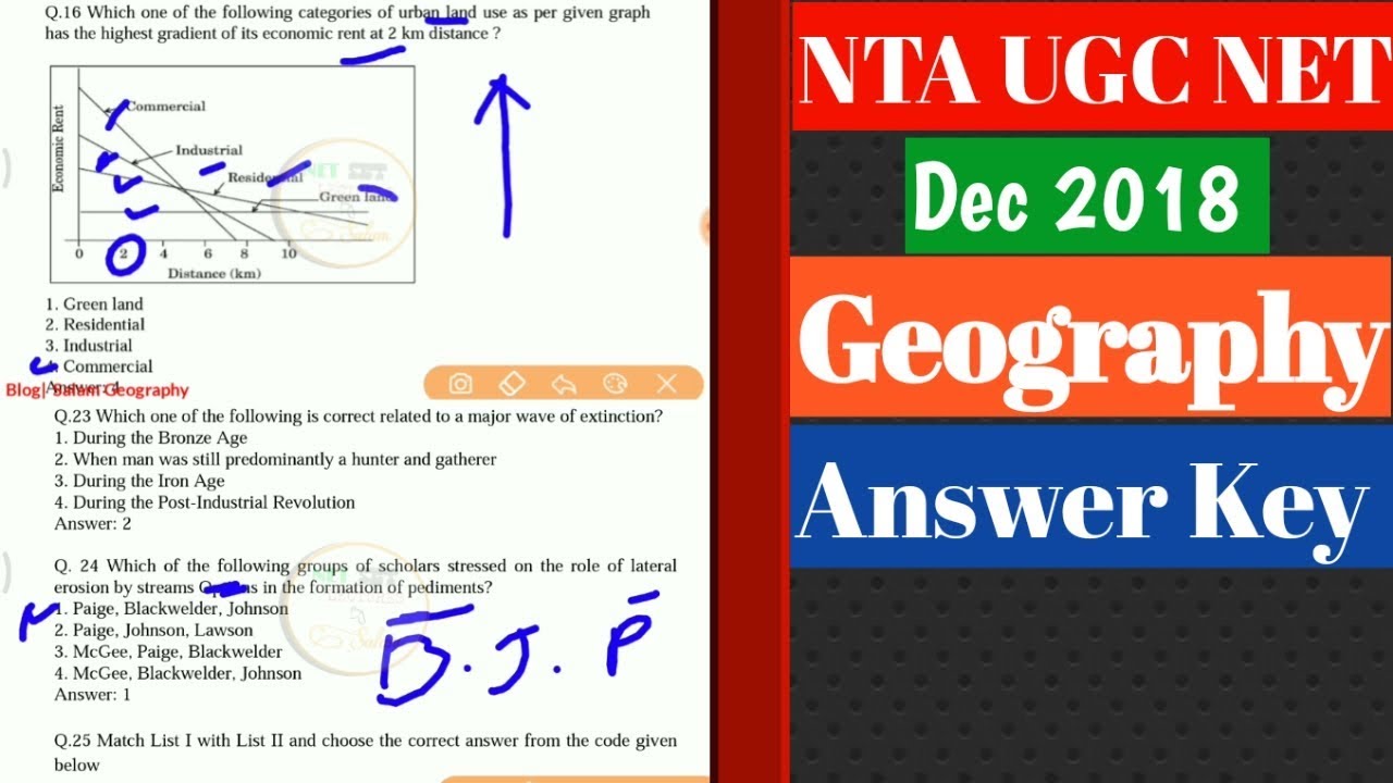 DEC 2018 NTA UGC NET Geography | Total 100 Questions| Answer Key | DEC ...