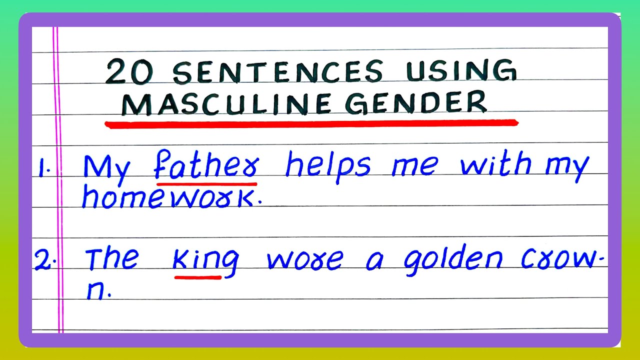 Examples of Masculine Gender | 20 Masculine Gender Sentences - YouTube