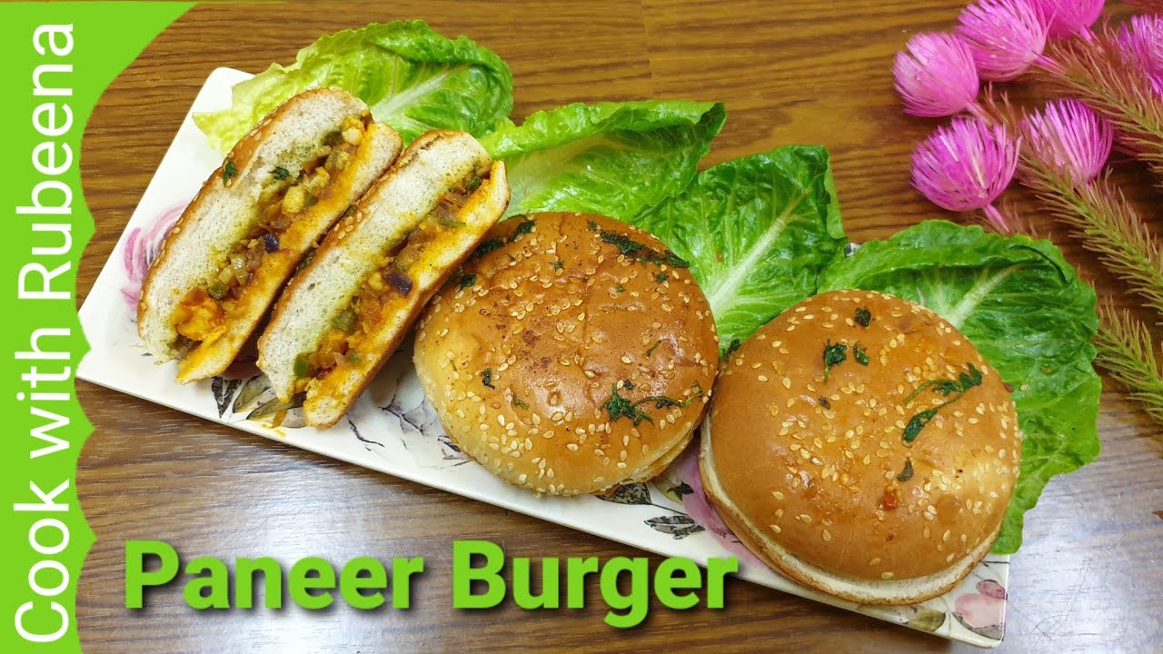 Paneer Burger Recipe | Street Style Paneer Burger | Masala Burger ...
