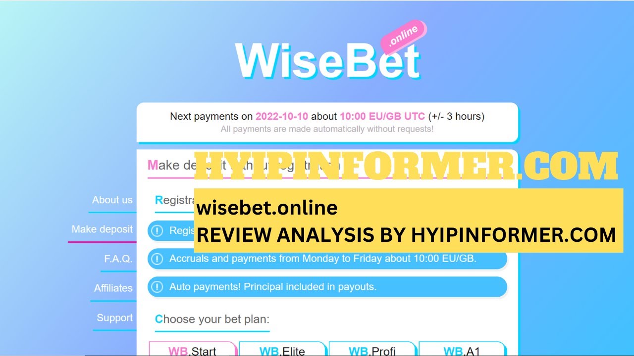 wisebet.online Review Analysis by Hyipinformer com - YouTube