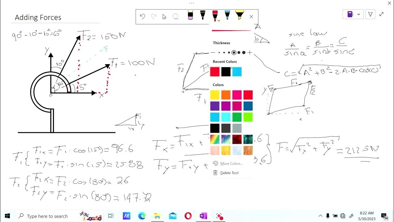 Week1: Example 1 (Adding Two Vectors and Sine Law) - YouTube