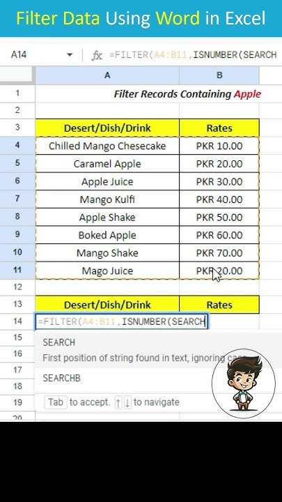 Filter Data Using Word in Excel - YouTube