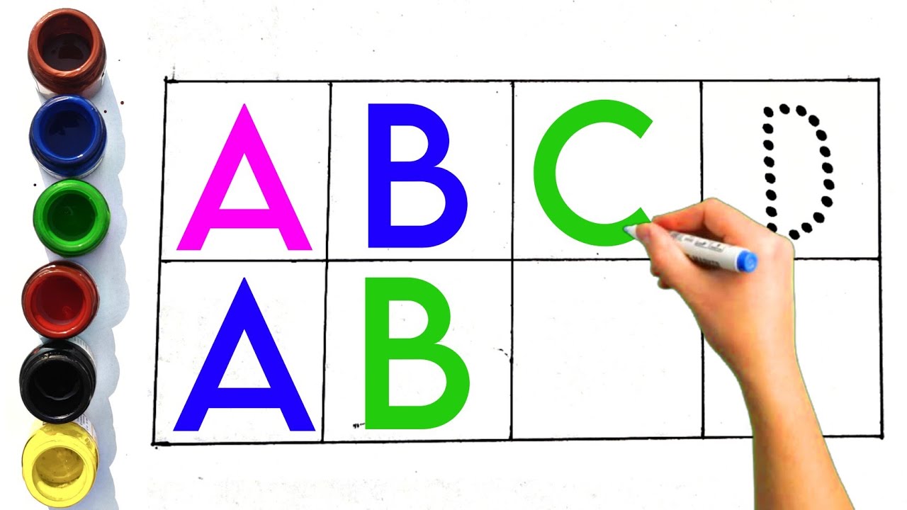 Drawing abcd by using different colors for kids learning #drawing - YouTube