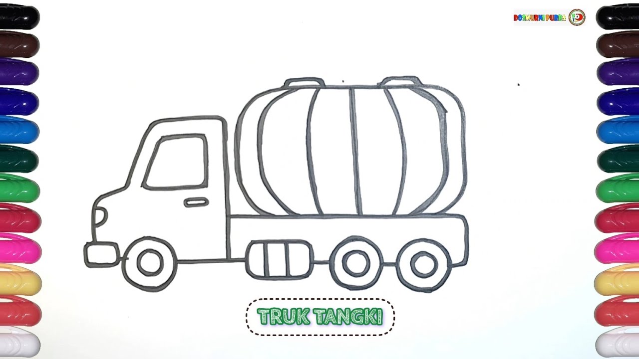 MENGGAMBAR DAN MEWARNAI TRUK TANGKI. #drawing #coloring #art #kids ...