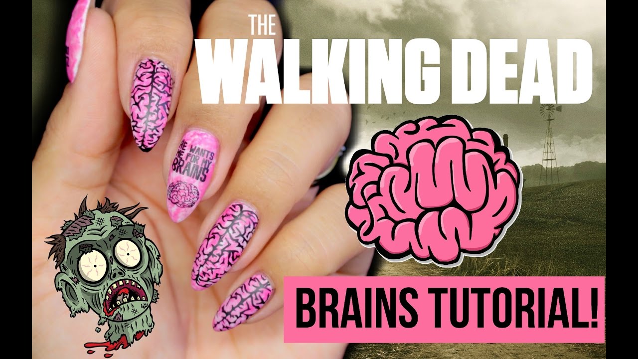 TWD (THE WALKING DEAD) BRAINS ZOMBIE NAIL STAMPING TUTORIAL | ABODY LED ...