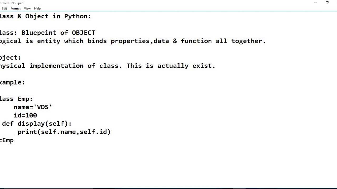 Introduction Of Class Object In Python YouTube introduction-of-class-object-in-python-youtube