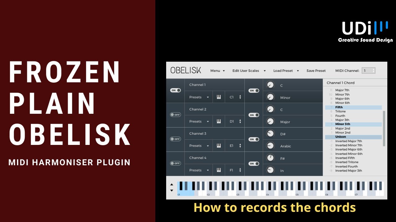 FrozenPlain Obelisk MIDI Harmoniser Plugin - Recording the chords - YouTube