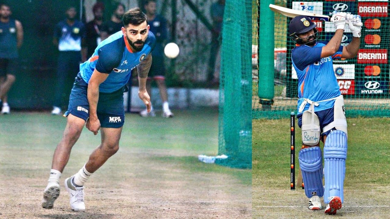 Virat Kohli bowling to Rohit Sharma during Practice session before ...