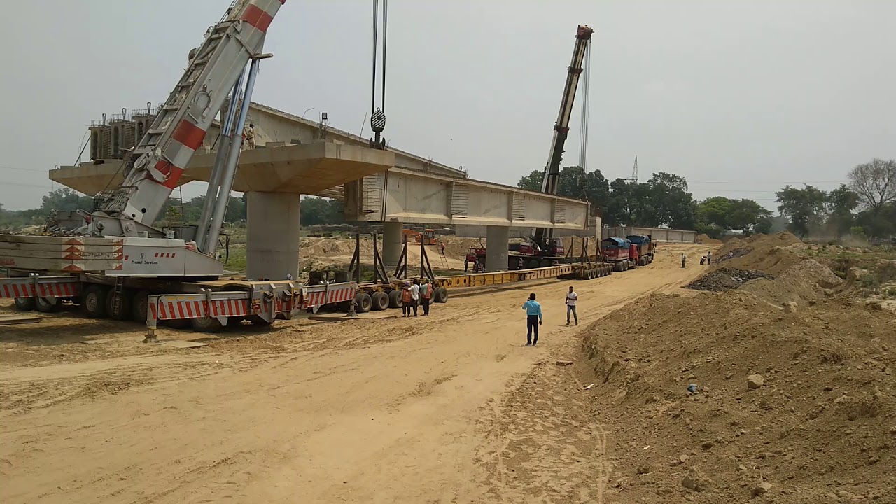 Girders launching in major bridge - YouTube