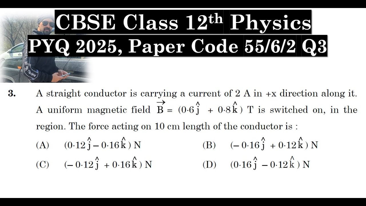 A straight conductor is carrying a current of 2A in +x direction along ...