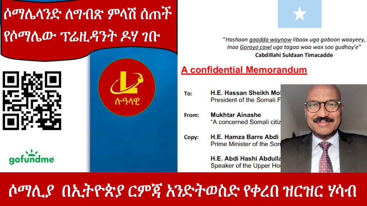 Lualawi ሶማሊያ በኢትዮጵያ ርምጃ አንድትወስድ የቀረበ ዝርዝር ሃሳብ/ሶማሌላንድ ለግብጽ ምላሽ ሰጠች/የሶማሌው ...