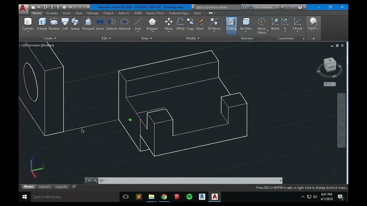 AutoCAD Tutorial 7 | Class 05 | Orbit TemporaryUCS Mirror - YouTube