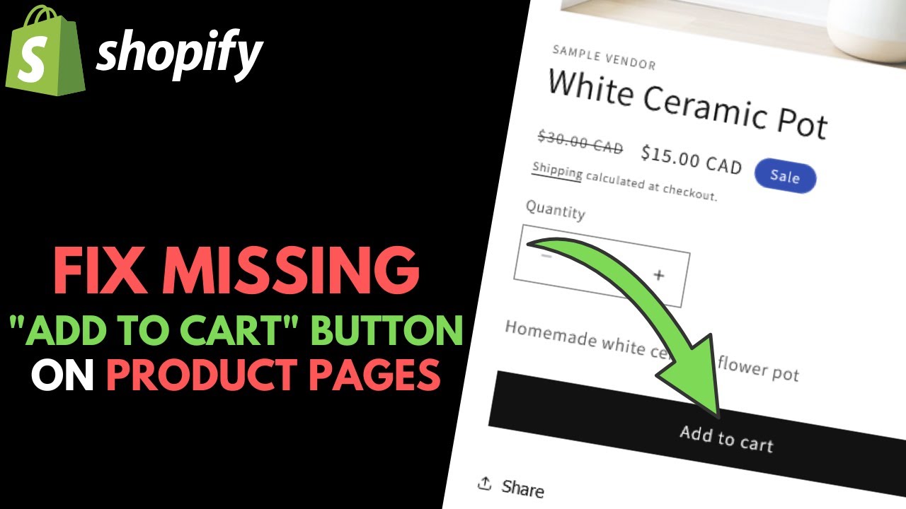 Shopify: How to Fix Missing “Add to Cart” Button on Product Pages - YouTube