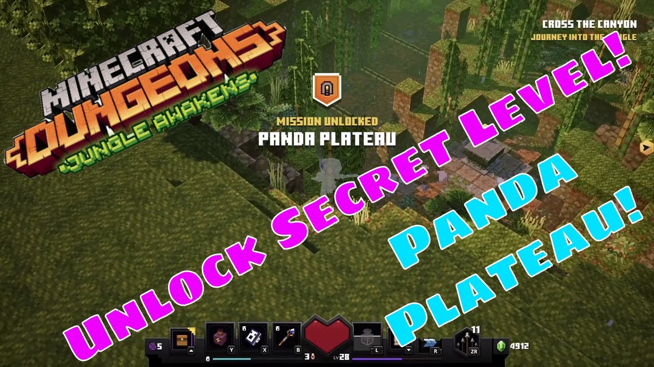 Minecraft Dungeons Unlock Panda Plateau Secret Level! Play Dingy Jungle ...