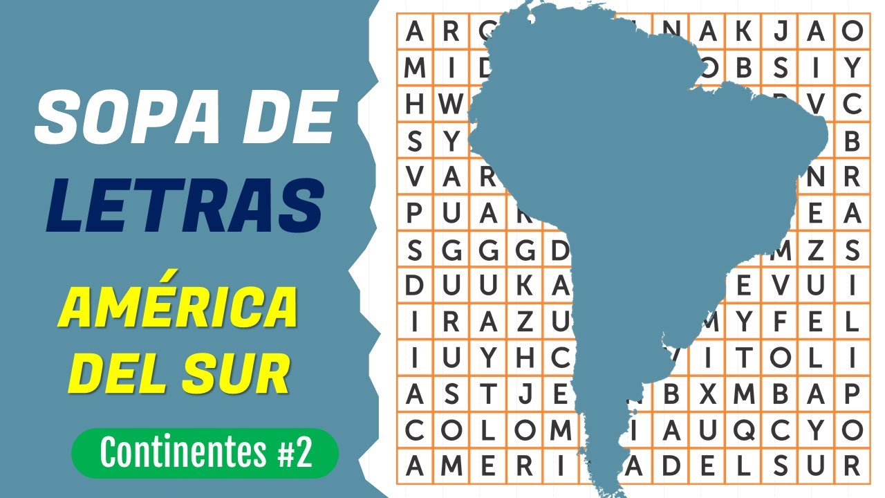 Sopa de letras 🔆Encuentra los nombres de los países de América del Sur ...