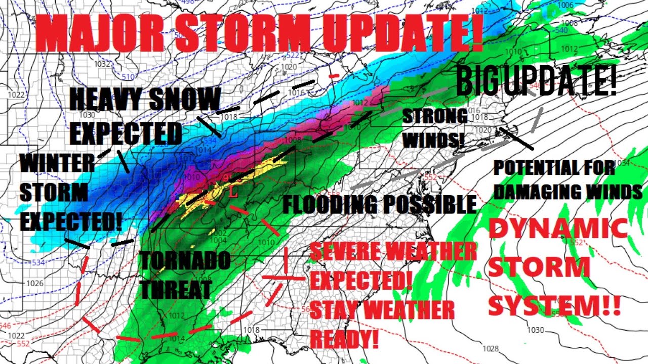 Major storm system update! Heavy snow & severe storms. Tornado threat ...