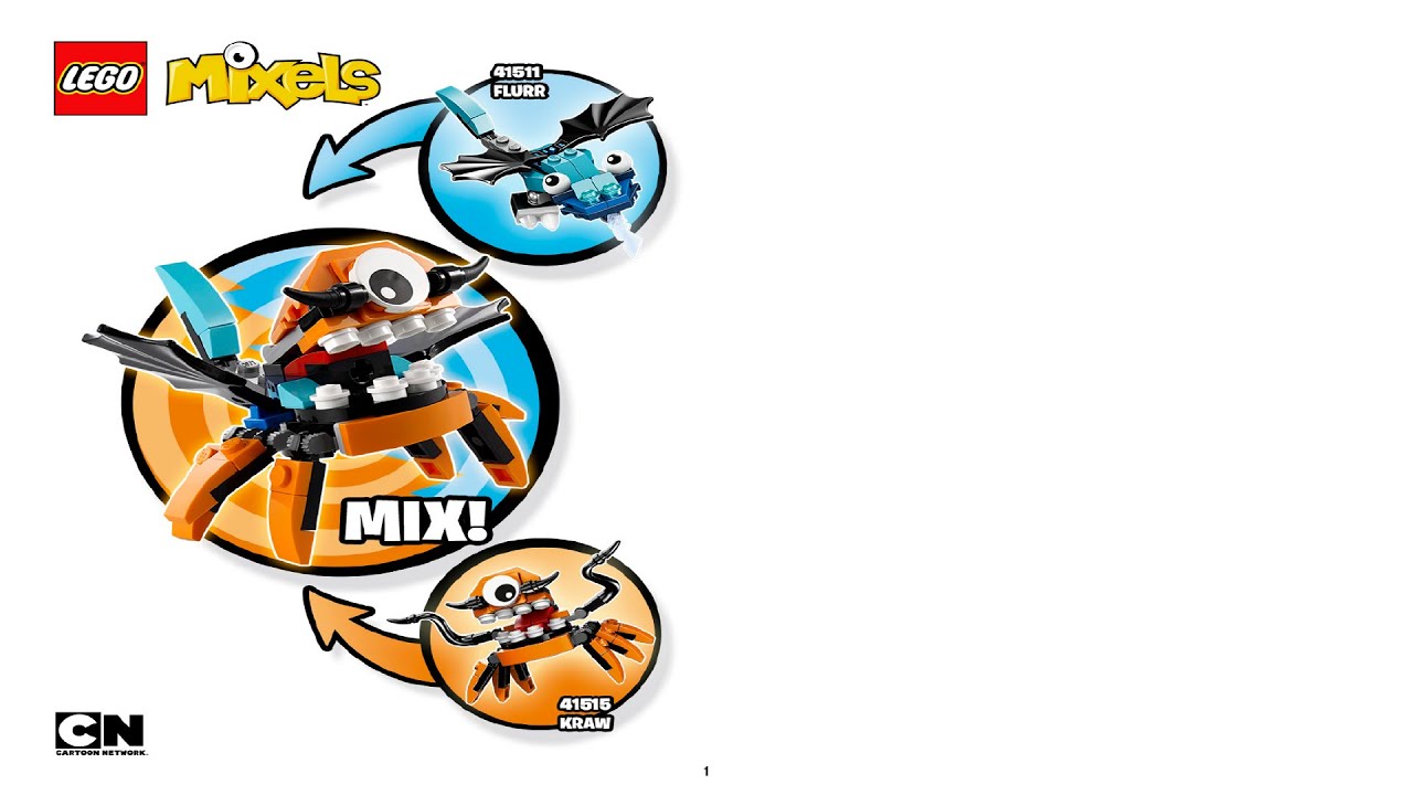 LEGO Instructions - Mixels - Flurr + Kraw - Mix! (Series 2) - YouTube