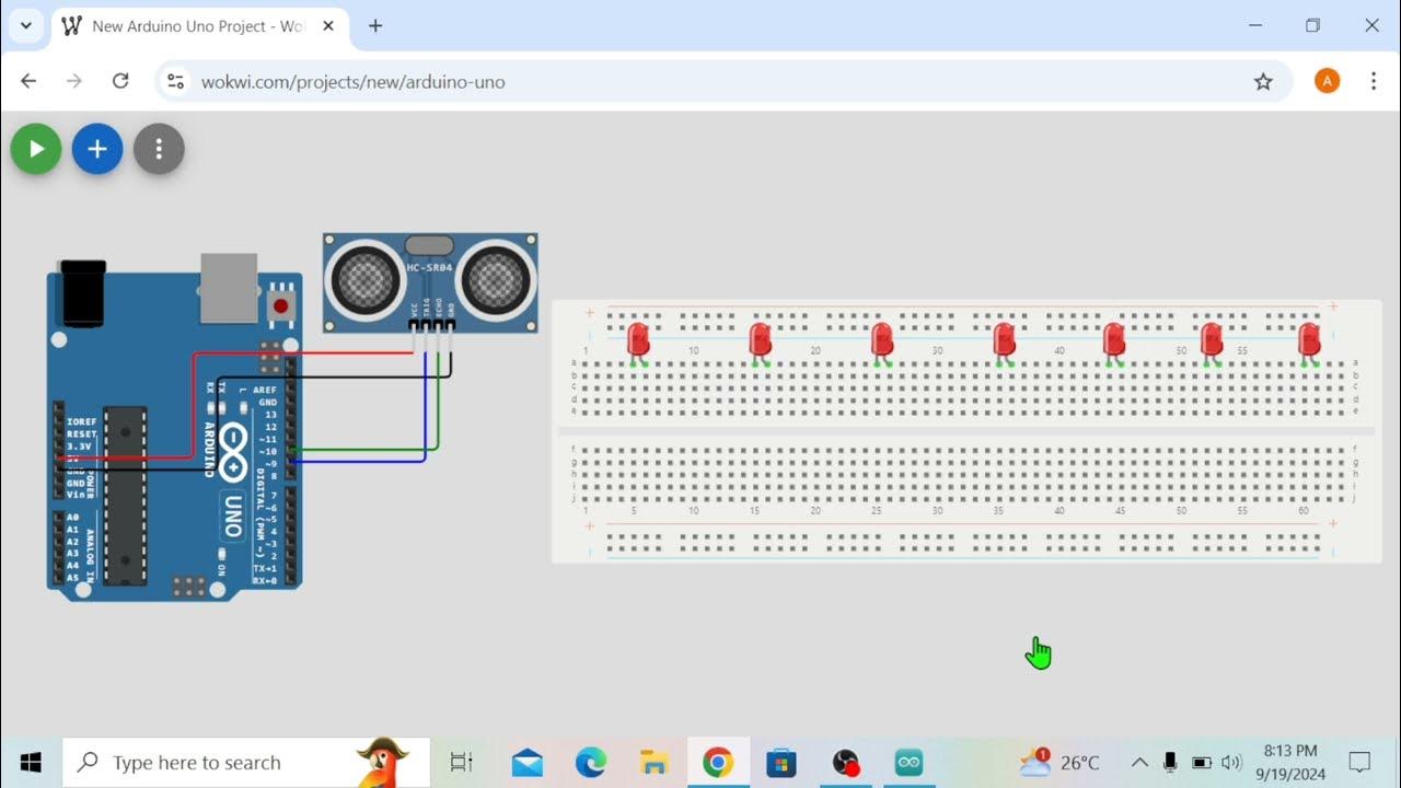 Ultrasonic sensor with LED Arduino project | Arduino school project ...