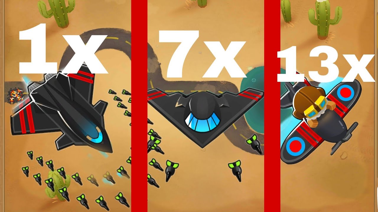 1 sky shredder vs. 7 ods vs. 13 fighter planes | Btd6 - YouTube