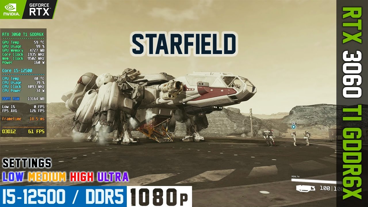 Starfield | Core i5-12500 - DDR5 - RTX 3060 Ti GDDR6X - YouTube