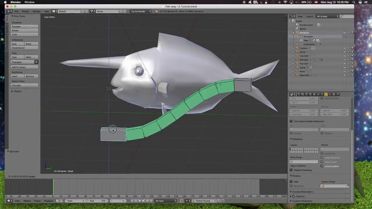Fish Rigging with bendy bones in Blender 2.79b - YouTube