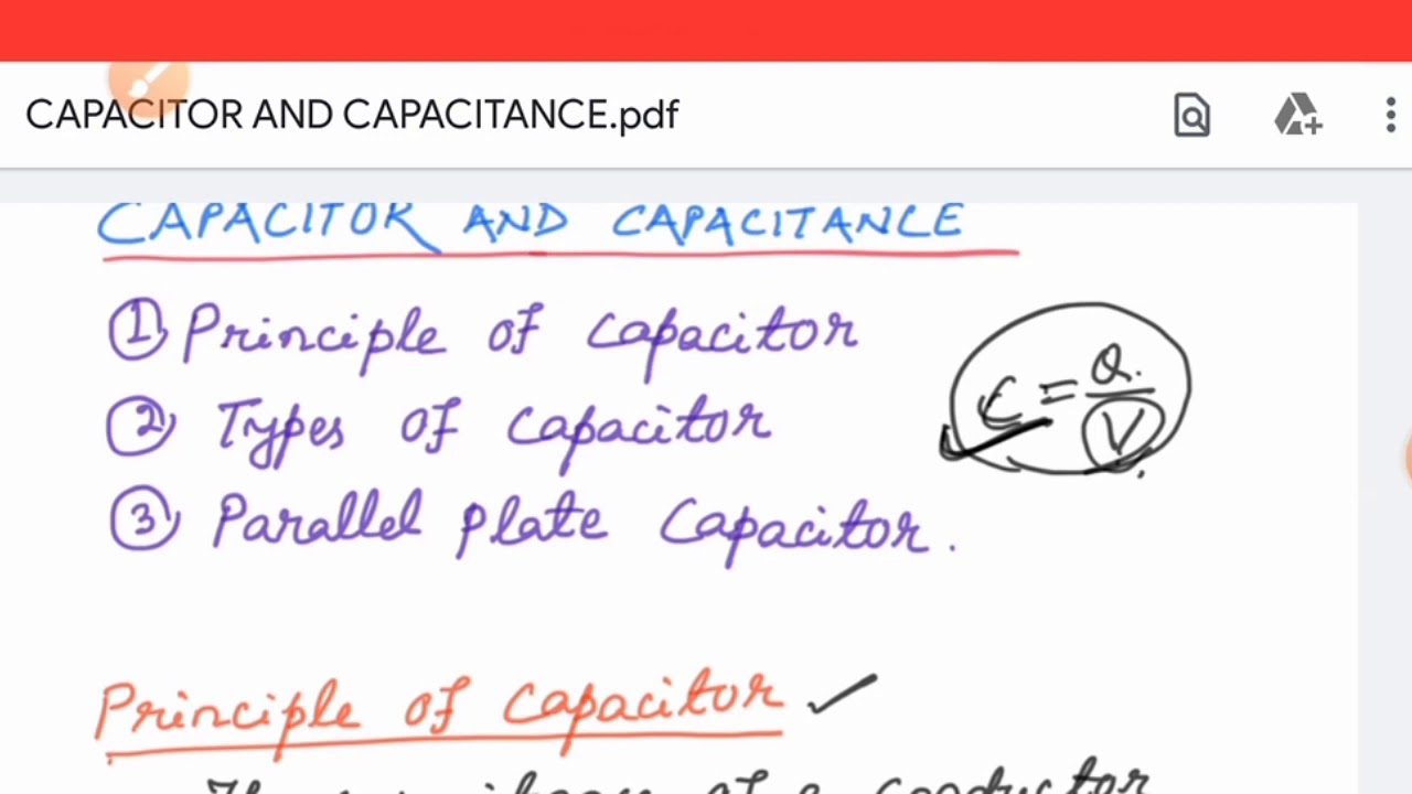 Principle of capacitor, Capacitance of a parallel plate capacitor - YouTube