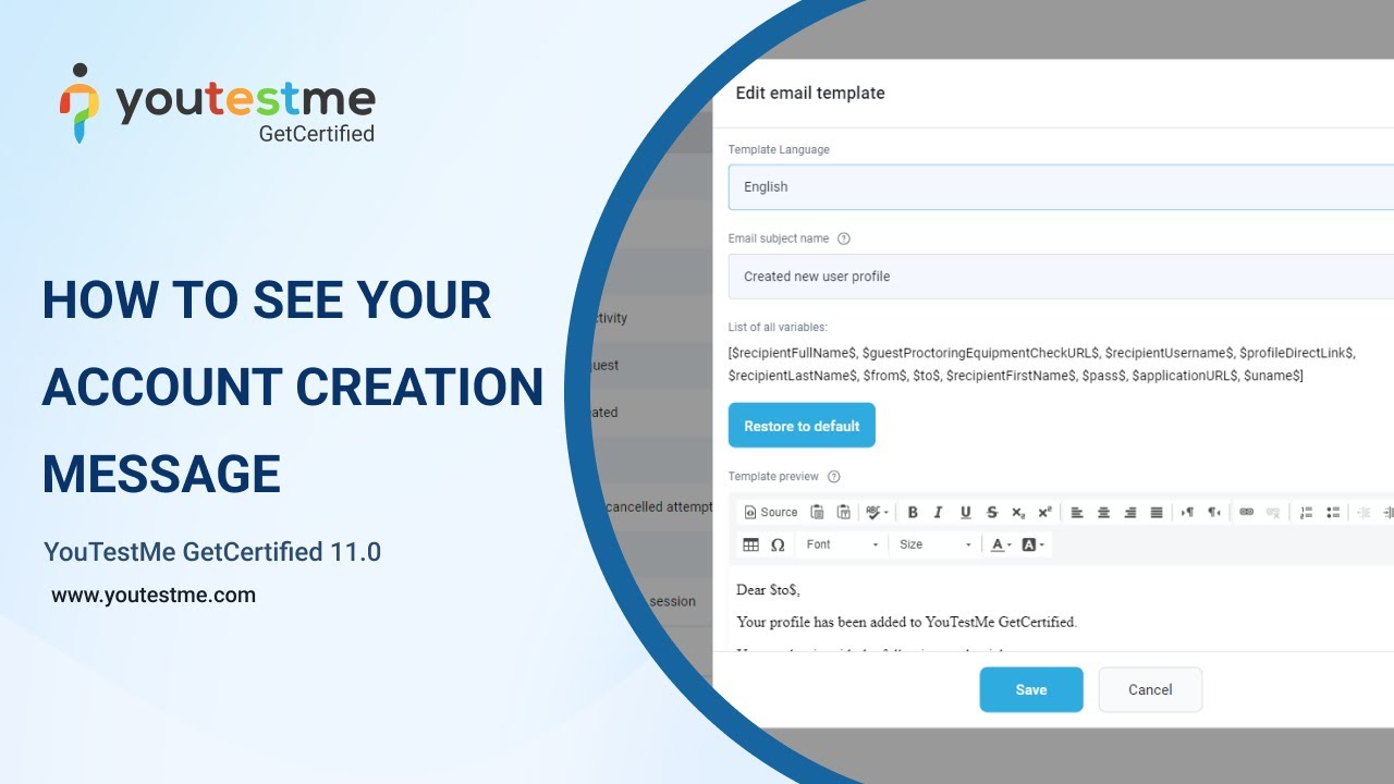 YouTestMe GetCertified 11.0 - How to See Your Account Creation ...