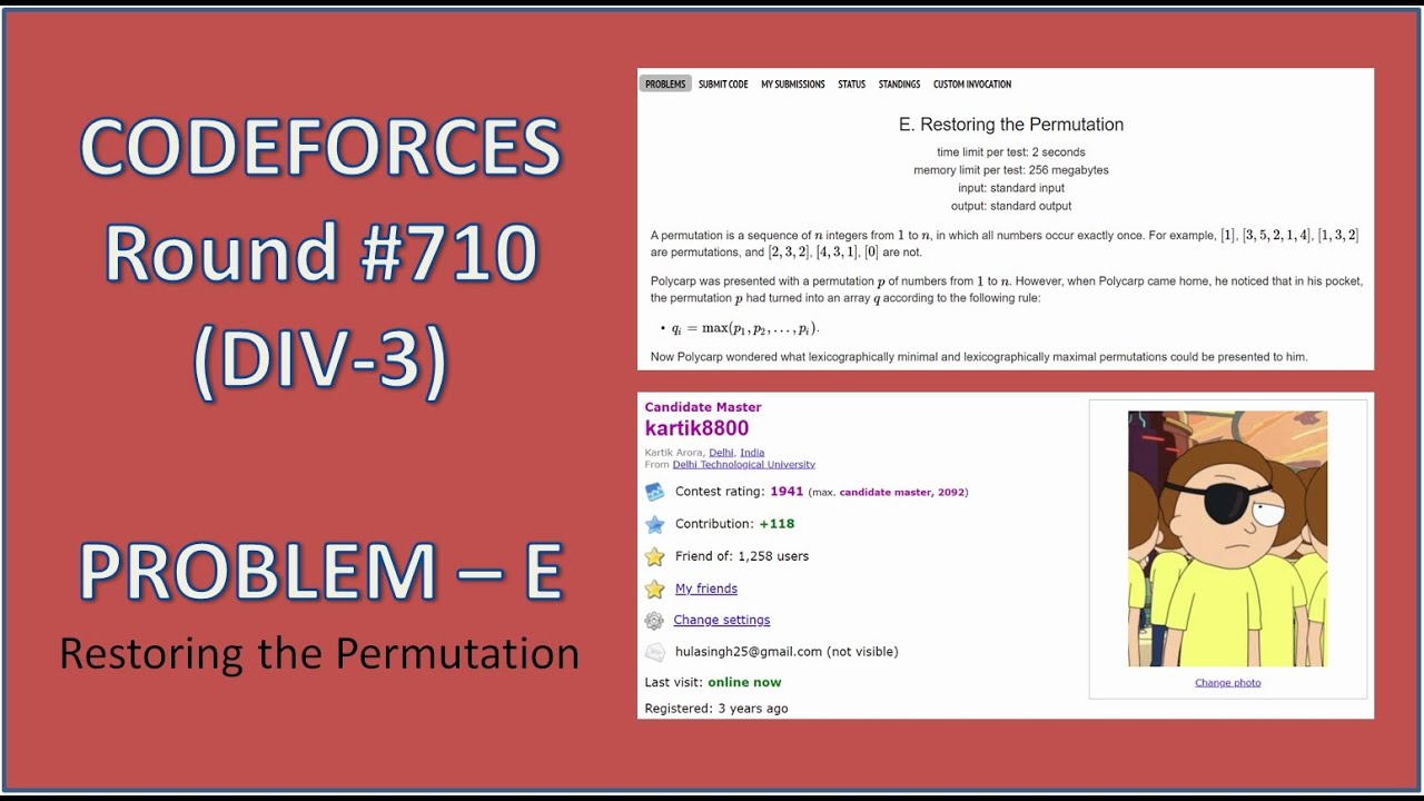 Codeforces Round 710 Problem E Restore The Permutation Youtube 6496