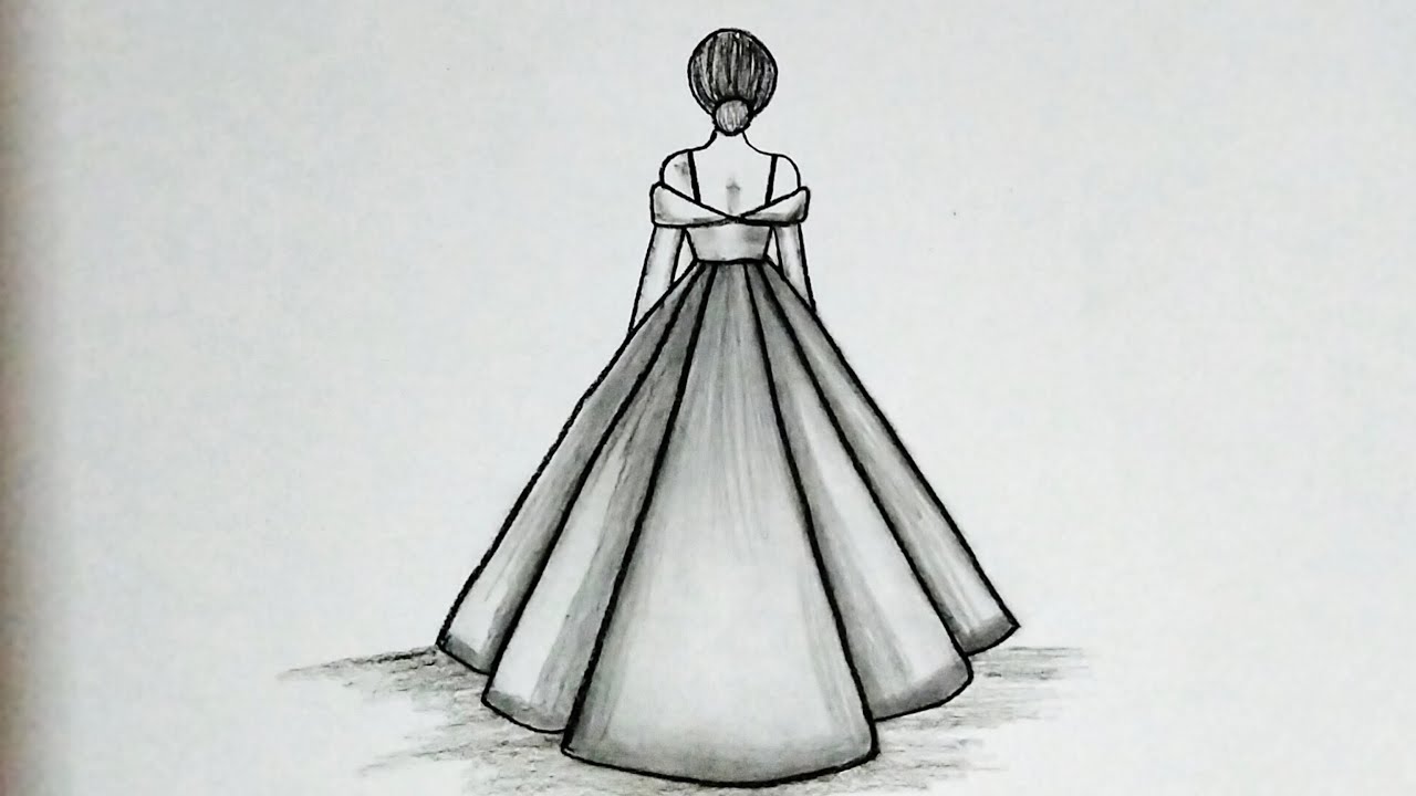 How To Draw A Beautiful Girl In A Stylish Dress - Girl Drawing With Her ...