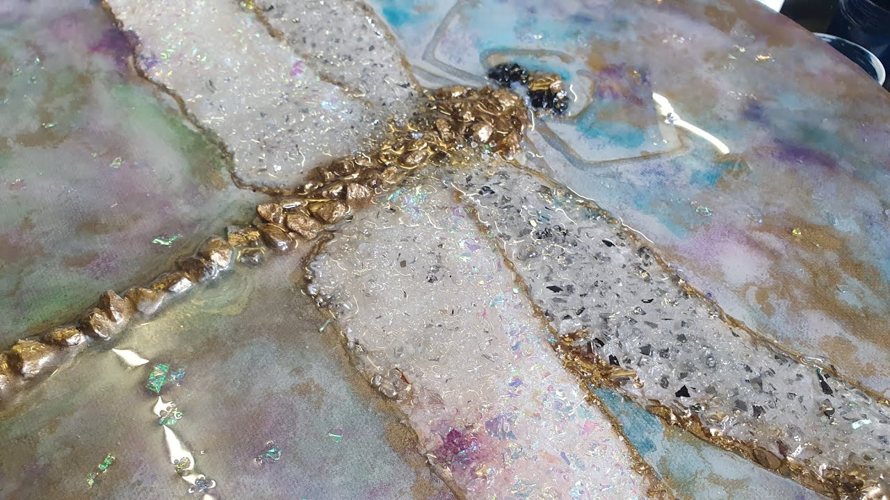 My Crystal dragonfly textured resin art/ short version - YouTube